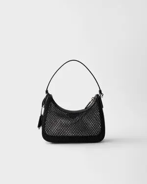 Prada Re-edition 2005 Mesh And Brushed Leather Bag