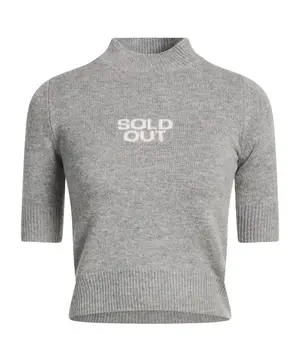 Sportmax Mock Neck Mid-sleeve Knit Top With Jacquard Detail - Gray