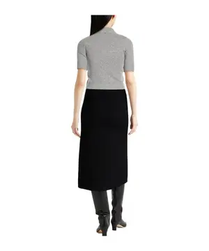 Sportmax Mock Neck Mid-sleeve Knit Top With Jacquard Detail - Gray