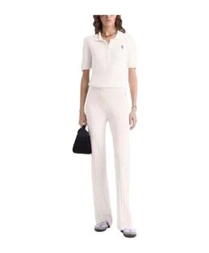 SPORTY  RICH Sporty & Rich Ribbed Knit Straight Leg Trousers
