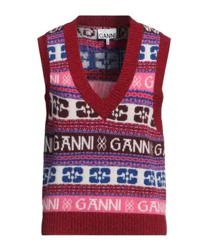 GANNI Colorful Sleeveless Knit Top - Red