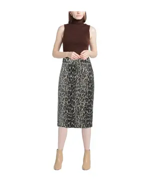 Max Mara Leopard Print Wool Midi Skirt