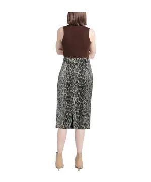 Max Mara Leopard Print Wool Midi Skirt