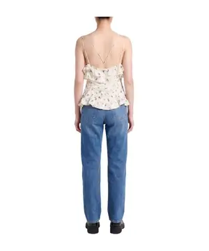 GANNI Printed Floral Ruffle Camisole With Drawstring Detail