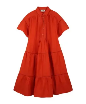 Zadig&Voltaire Button-up Dress With Tiered Skirt And Embroidery