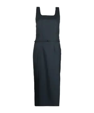 LOW CLASSIC Side-slit Belted Dress - Black