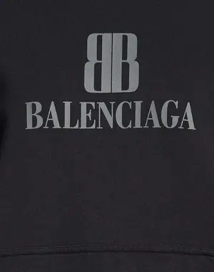 Balenciaga Cropped Hoodie With Logo Print