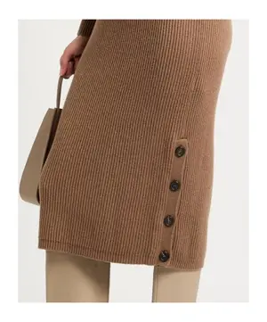 Max Mara Ribbed Knit High Neck Maxi Dress