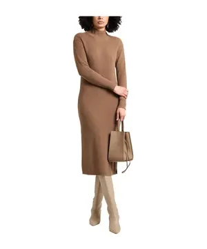 Max Mara Ribbed Knit High Neck Maxi Dress
