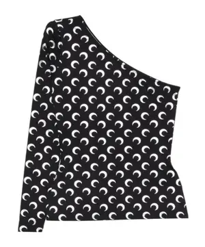 MARINE SERRE Moon-printed Asymmetric Top - Black
