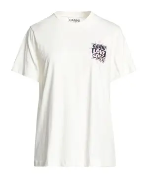 GANNI Solid Color Short-sleeved Shirt - White