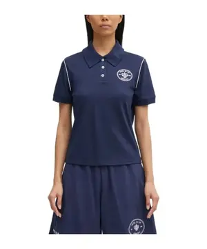 SPORTY  RICH Sporty & Rich Hotel Eden Roc Short-sleeve Logo Polo Shirt - Blue