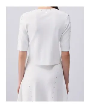 Liu Jo Studded Knitted Top With Crew Neck And Short Sleeves