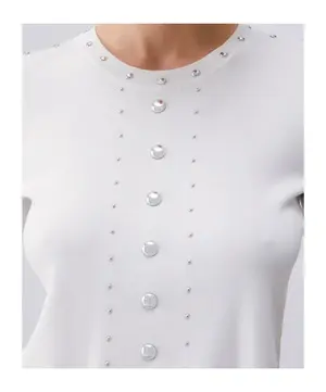 Liu Jo Studded Knitted Top With Crew Neck And Short Sleeves
