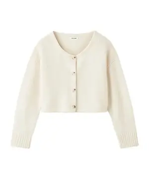 Soft Goat Buttoned Cardigan - Feather White