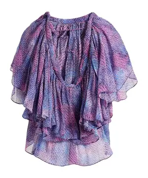 Isabel Marant Étoile Multicolored Ruffled Short-sleeved Top
