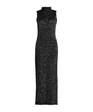 Max Mara Sequin Embellished Mock Neck Sleeveless Maxi Dress