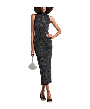 Max Mara Sequin Embellished Mock Neck Sleeveless Maxi Dress
