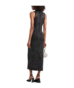 Max Mara Sequin Embellished Mock Neck Sleeveless Maxi Dress