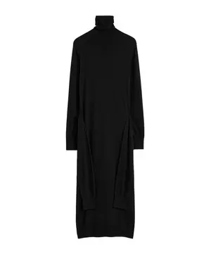 TOTEME Double Sleeve Turtleneck Midi Dress - Black