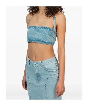 Gimaguas Luna Studded-detail Denim Top
