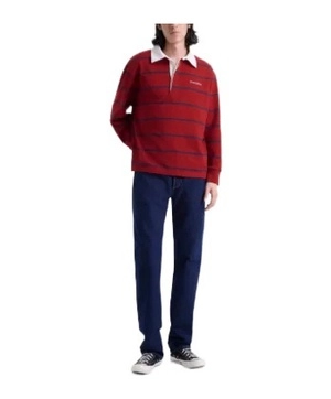 SPORTY  RICH Striped Long-sleeve Polo Shirt