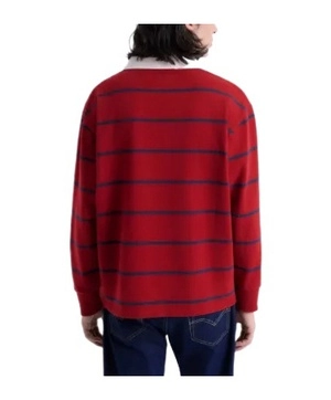 SPORTY  RICH Striped Long-sleeve Polo Shirt