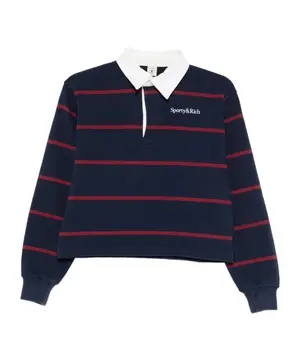 SPORTY  RICH Sporty & Rich Striped Polo Top