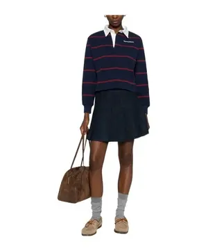 SPORTY  RICH Sporty & Rich Striped Polo Top