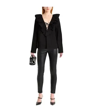 GANNI Solid-color Long-sleeve Ruched Top