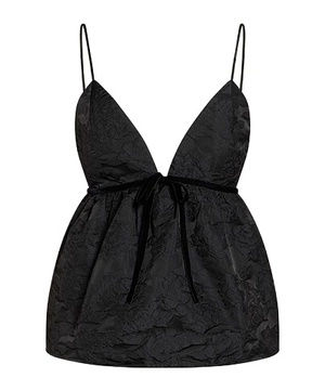 GANNI Sleeveless Velvet Trim Top