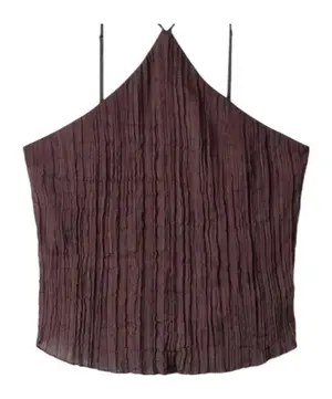 Staud Crinkled Effect Cropped Top With Adjustable Straps