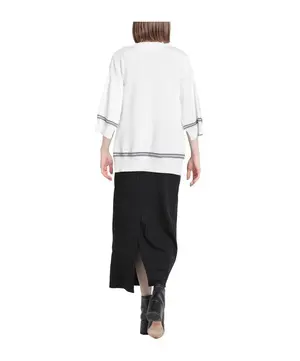 Marni Crew Neck Knit Top With Black Lettering And Stripe Details