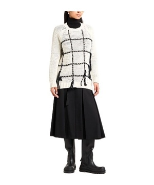Tory Burch Two-tone Thick Knit Long Sleeve Top