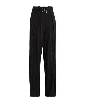 Sportmax Versatile Loose Striped Trousers - Black