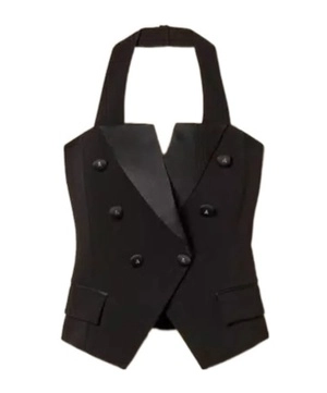 TWINSET Logo Button Vest - Black