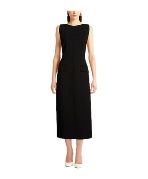Sportmax Fitted Sleeveless Crewneck Jersey Dress With Flap Pockets And Back Split