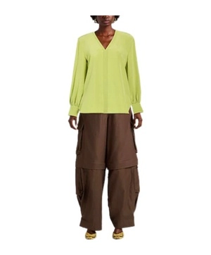 Max Mara Satin V-neck Long-sleeve Top