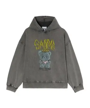 GANNI Vintage Wash Graphic Hoodie - Black