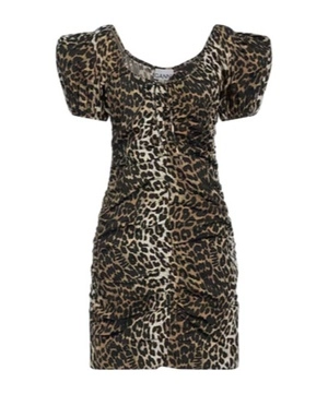 GANNI Leopard Print Puff Sleeve Bodycon Dress
