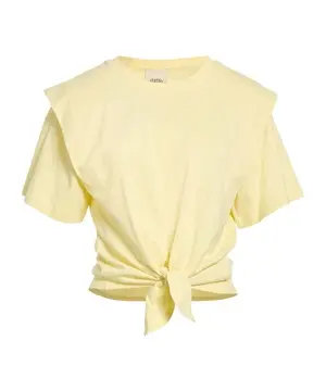 Isabel Marant Étoile Round-neck Short-sleeve Tee With Front Knot Detail - Nude