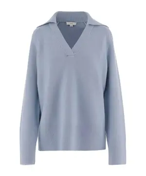 Vince Ribbed V-neck Sweater - Light Blue