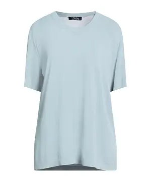 Max Mara Solid Color Lightweight Short-sleeve Knit T-shirt - Blue
