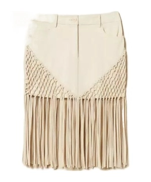 TWINSET Fringed Mini Skirt - White
