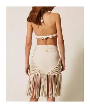 TWINSET Fringed Mini Skirt With Knot Detailing