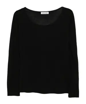 LOW CLASSIC Round Neck Knitted Top - Black