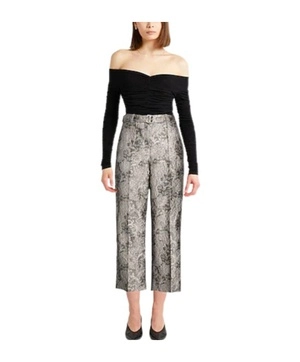 Max Mara Metallic Floral Jacquard Straight-leg Pants