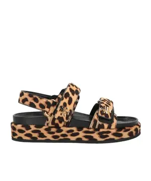 Tory Burch Leopard Print Calf Hair Platform Sandals