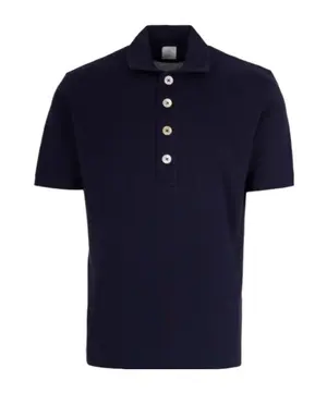 Eleventy Buttoned Short-sleeve Polo Shirt - Blue