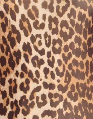 GANNI Leopard Print Long Sleeve Turtleneck Top